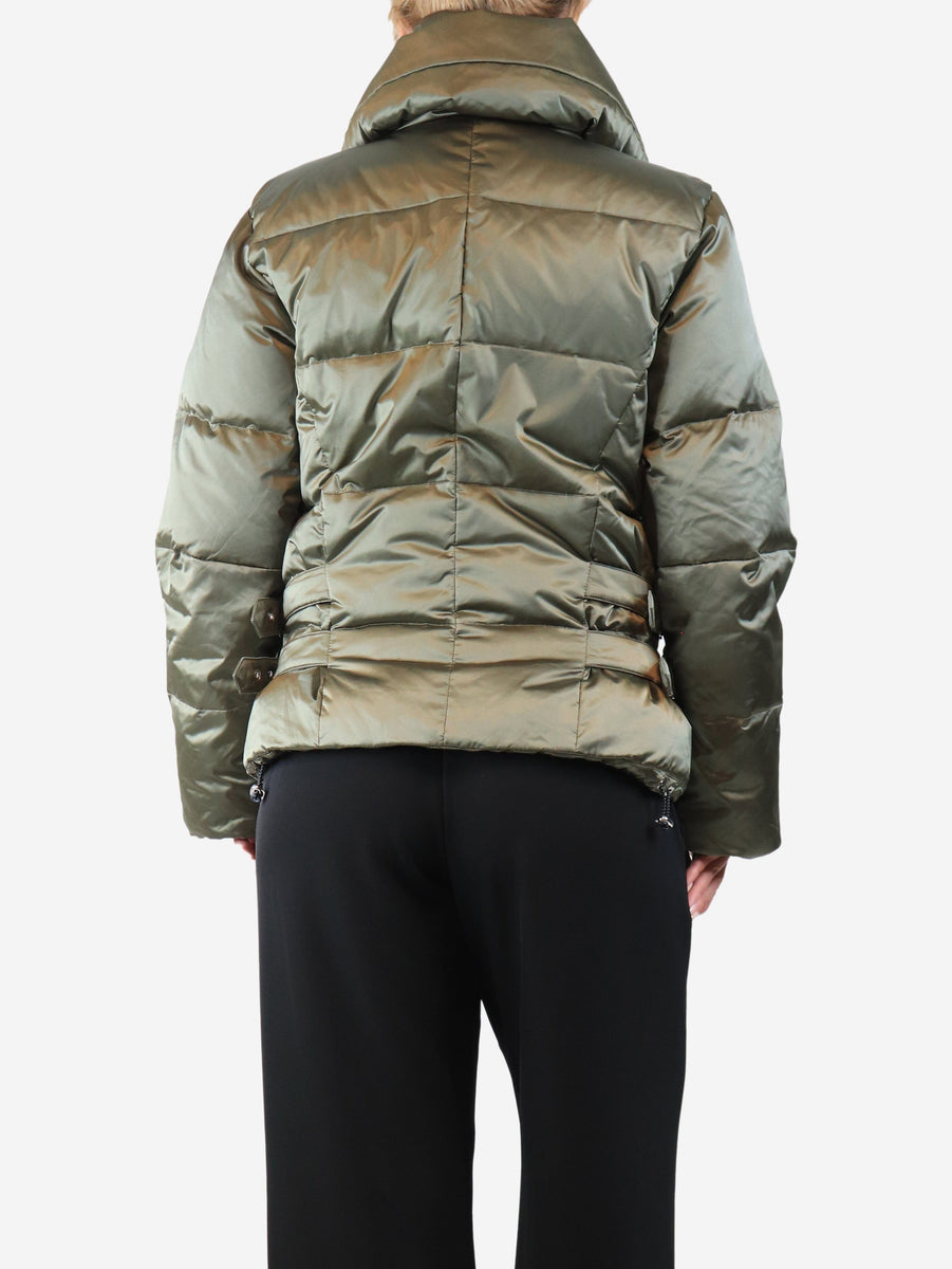 Bogner pre-owned green satin puffer jacket - size UK 12 | Sign of the Times