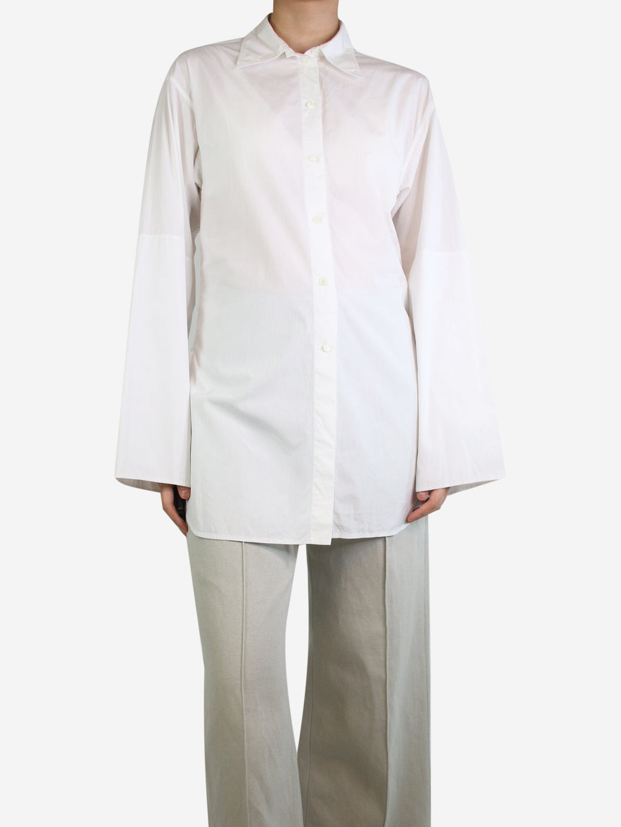 Celine pre-owned white long button-up shirt - size UK 8 | Sign of the Times
