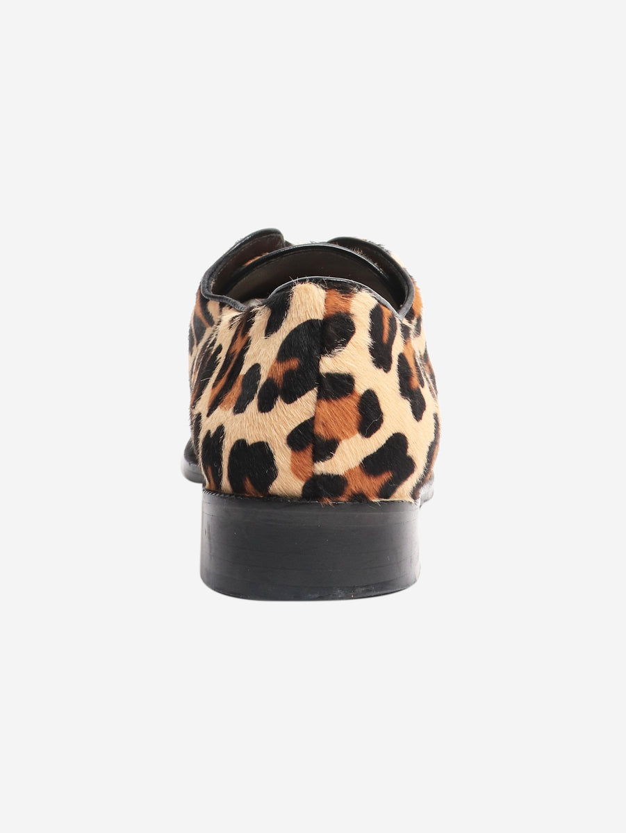 Marni pre-owned neutral leopard print calf-hair shoes - size EU 40 ...