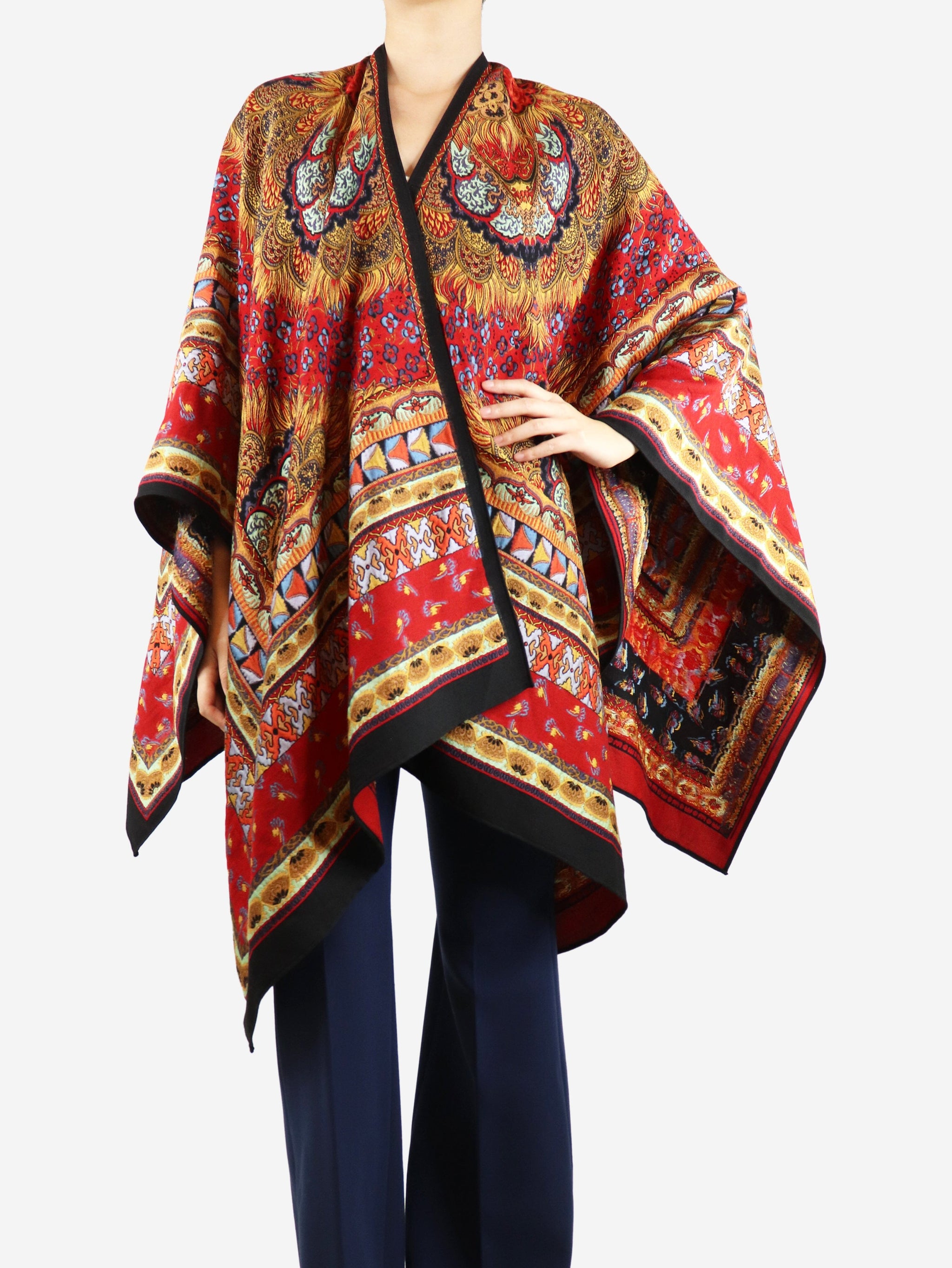 Etro Red embroidered shawl - One size | Sign of the Times