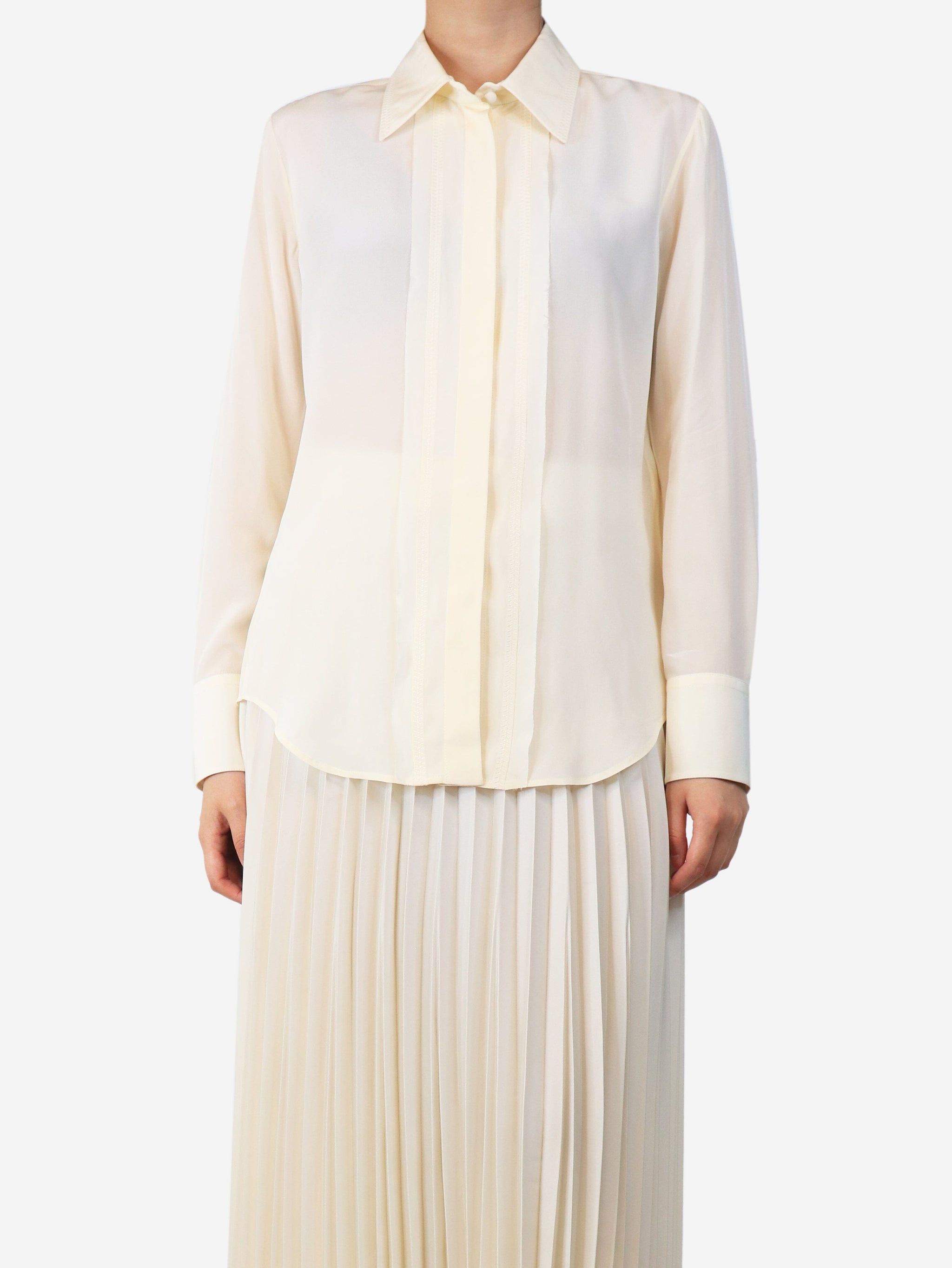 Chloe pre-owned dusty white wheatsheaf-embroidered silk blouse - size ...