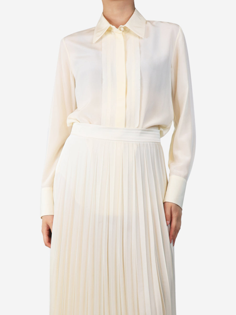 Chloe pre-owned dusty white wheatsheaf-embroidered silk blouse - size ...