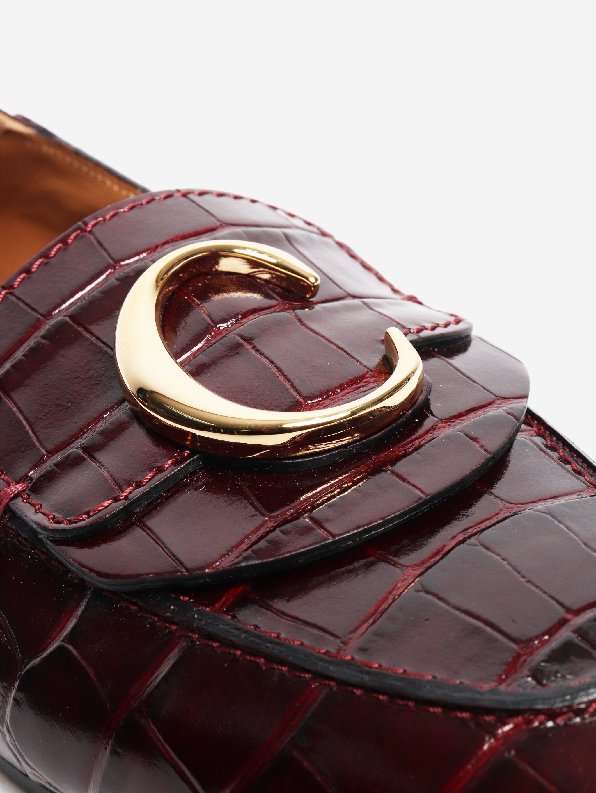 Maroon reptile effect leather loafers - size EU 39 (UK 6) | Sign of the ...